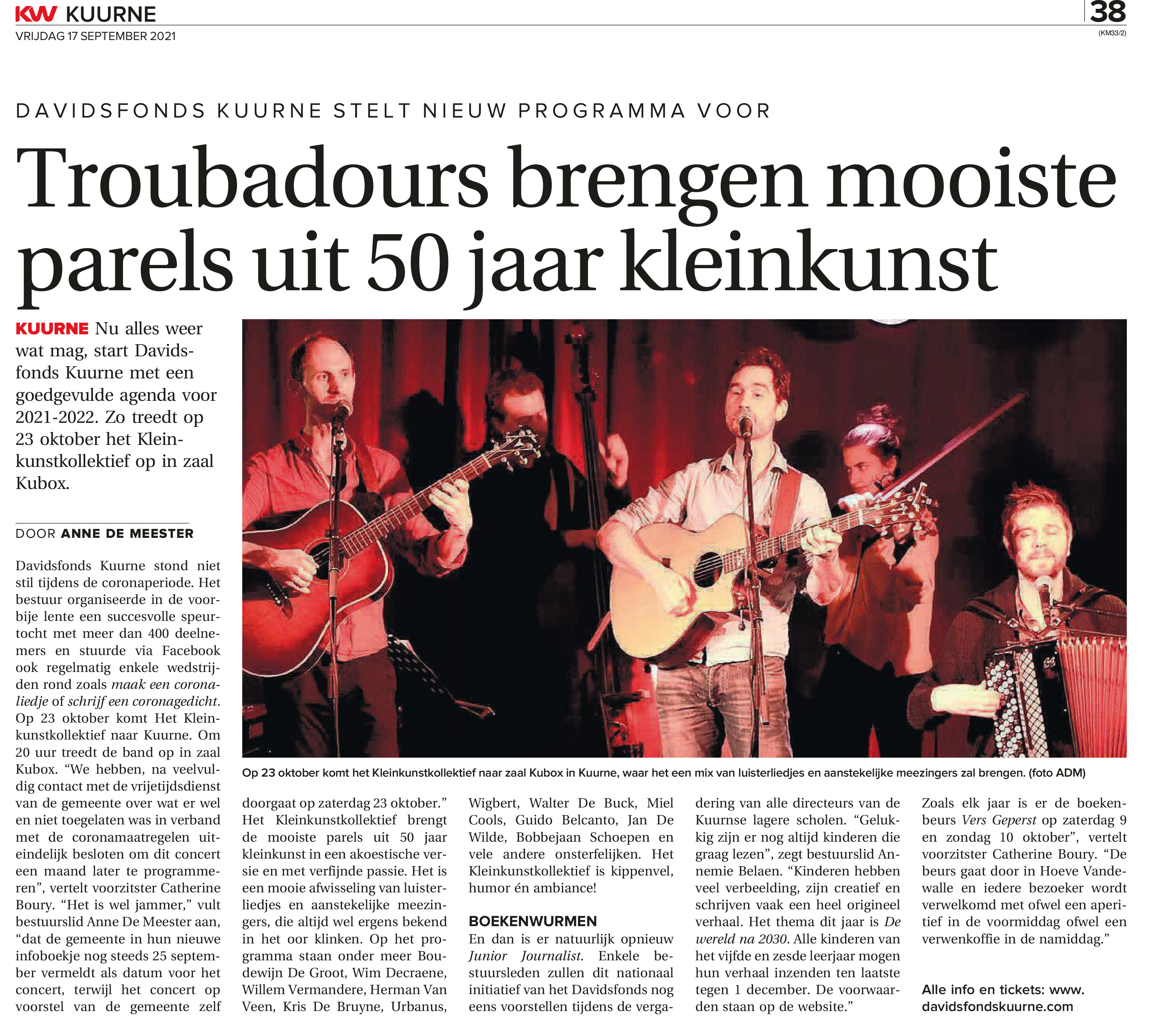 In de krant | Davidsfonds Kuurne