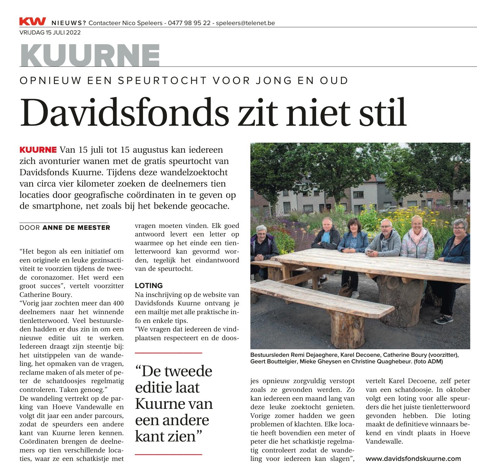 In de krant | Davidsfonds Kuurne